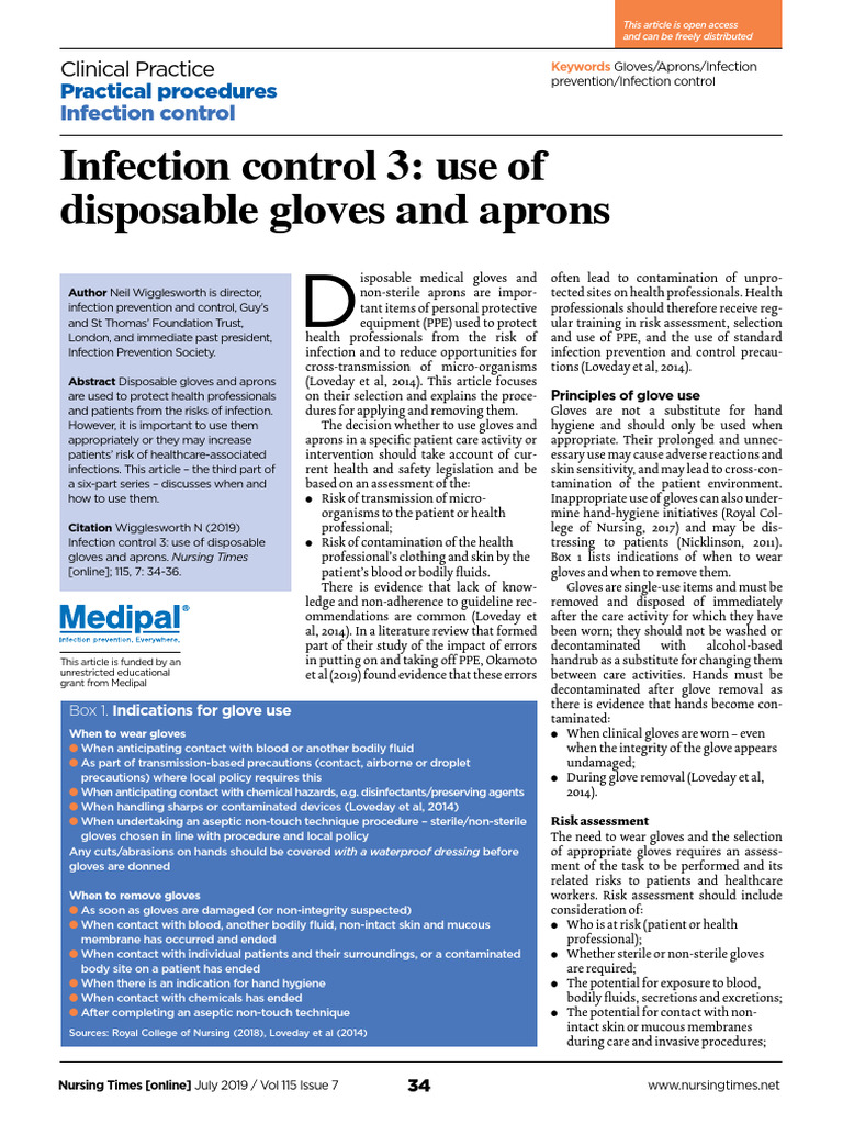 Infection Control 3-use of disposable gloves and aprons | PDF | Health ...