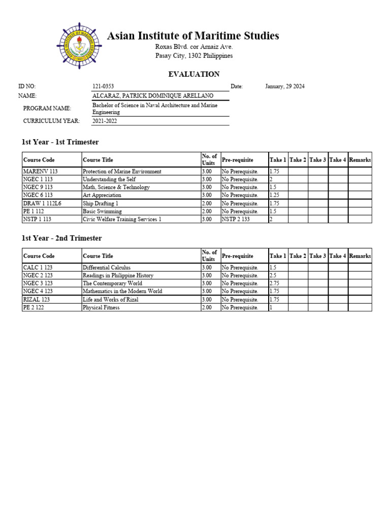Evaluation Form 121-0353 | PDF | Engineering | Mechanical Engineering