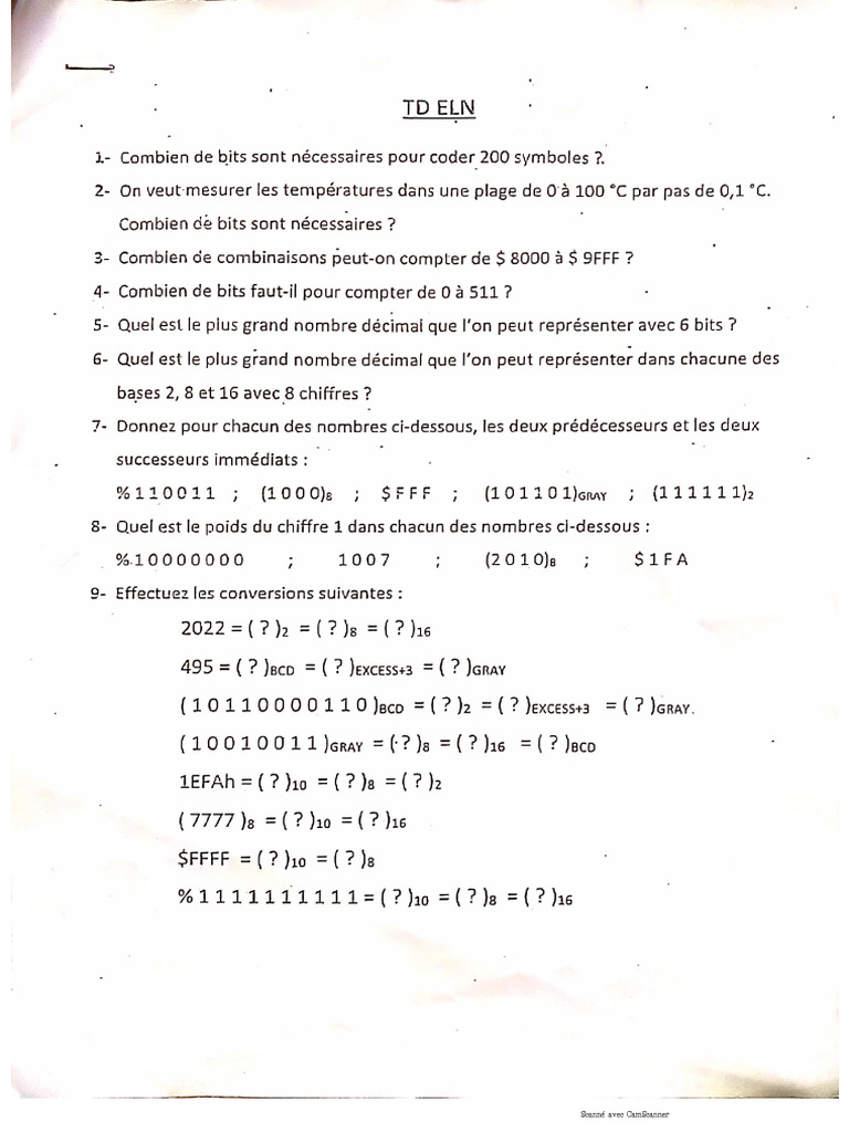 TD Électronique Numérique | PDF