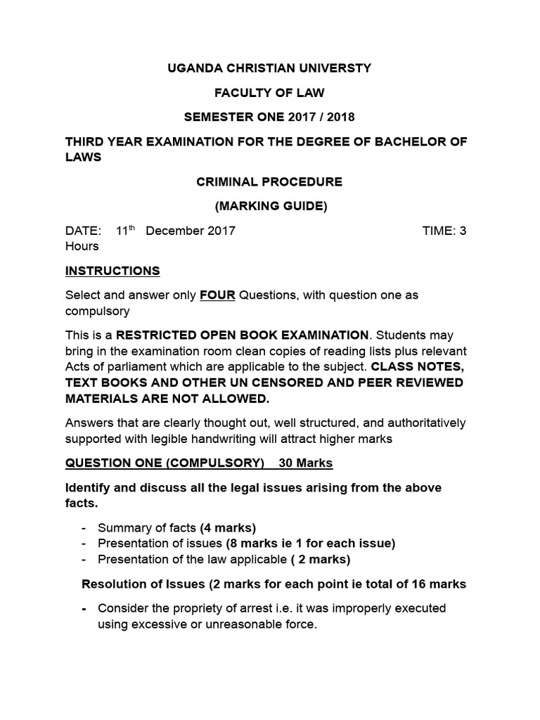 Marking Guide Ucu Crim PR 2017 | PDF | Appellate Court | Appeal