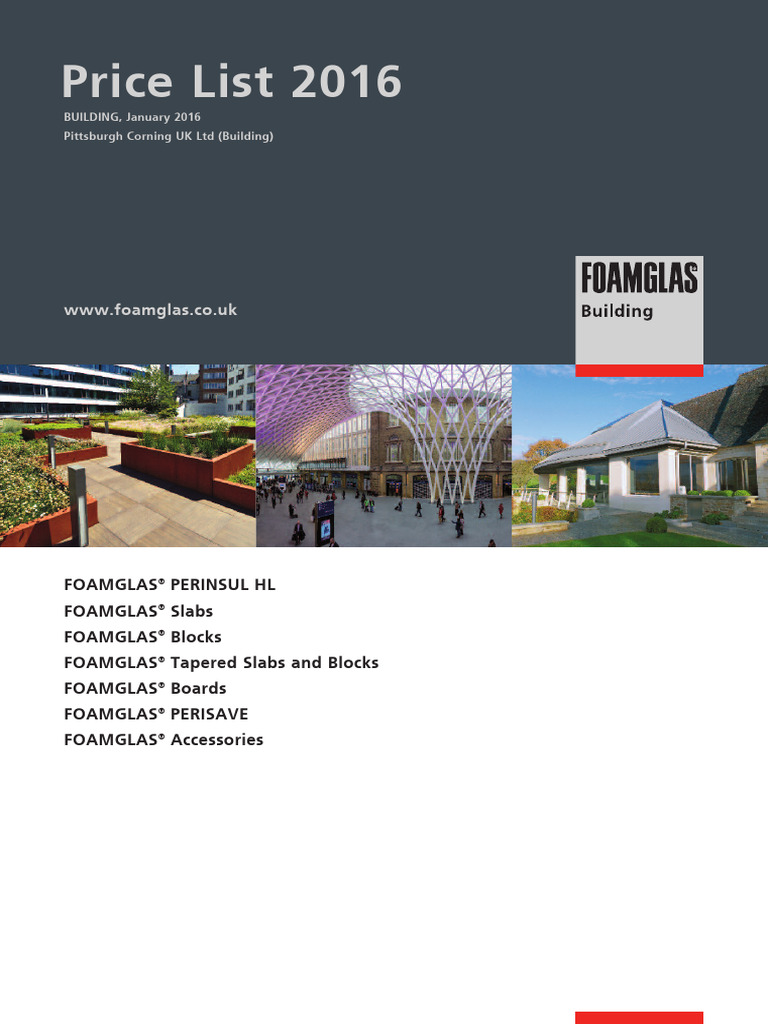 2016-UK_Pricelist_FOAMGLAS | PDF | Building Insulation | Thermal Insulation