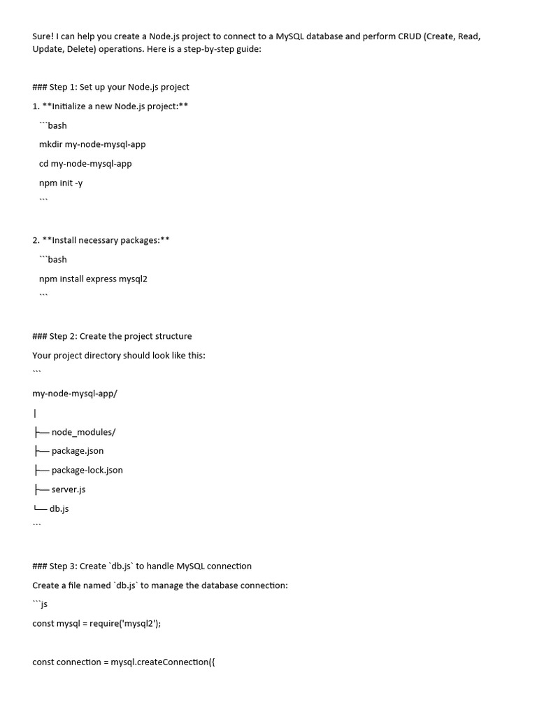 Node CRUD Application | PDF | My Sql | Databases Node CRUD Application | PDF | My Sql | Databases