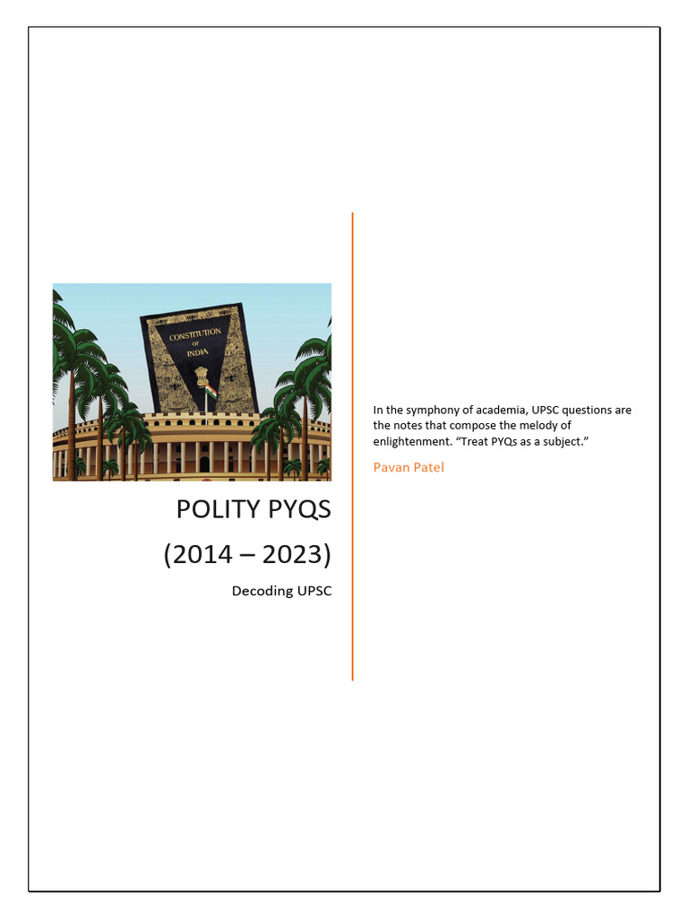 Polity Pyqs 2014 2023 Decoding Upsc Pdf Government Of India