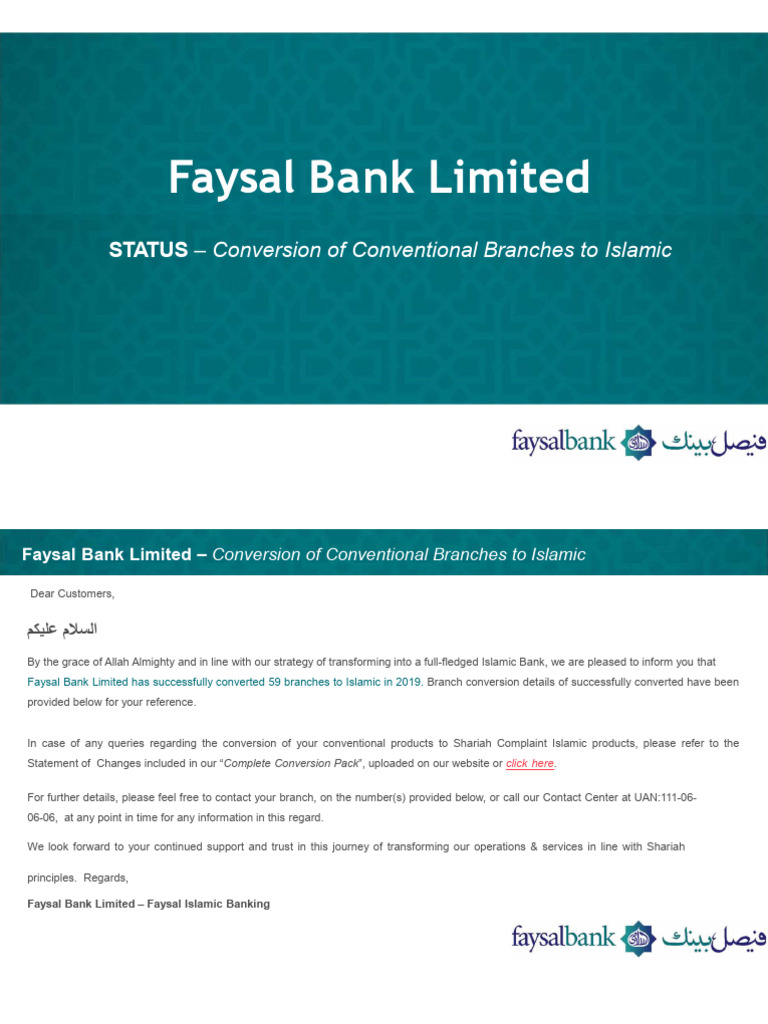Faysal Bank LTD Branch Conversion 2019 | PDF | Islamabad | World Politics