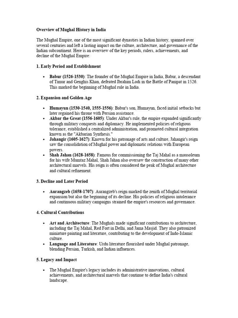 Indian Mugal History | PDF | Mughal Empire | South Asia