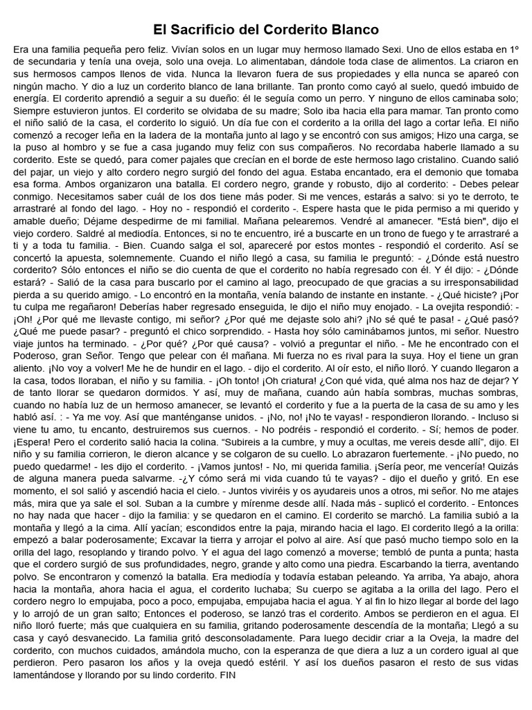El Sacrificio Del Corderito Blanco | PDF