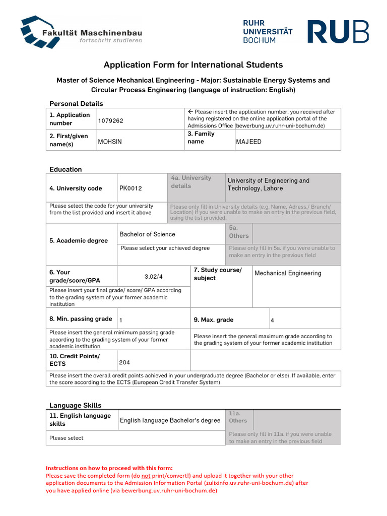 Application-Form-for-International-Students 1 | PDF | Academic Degree ...