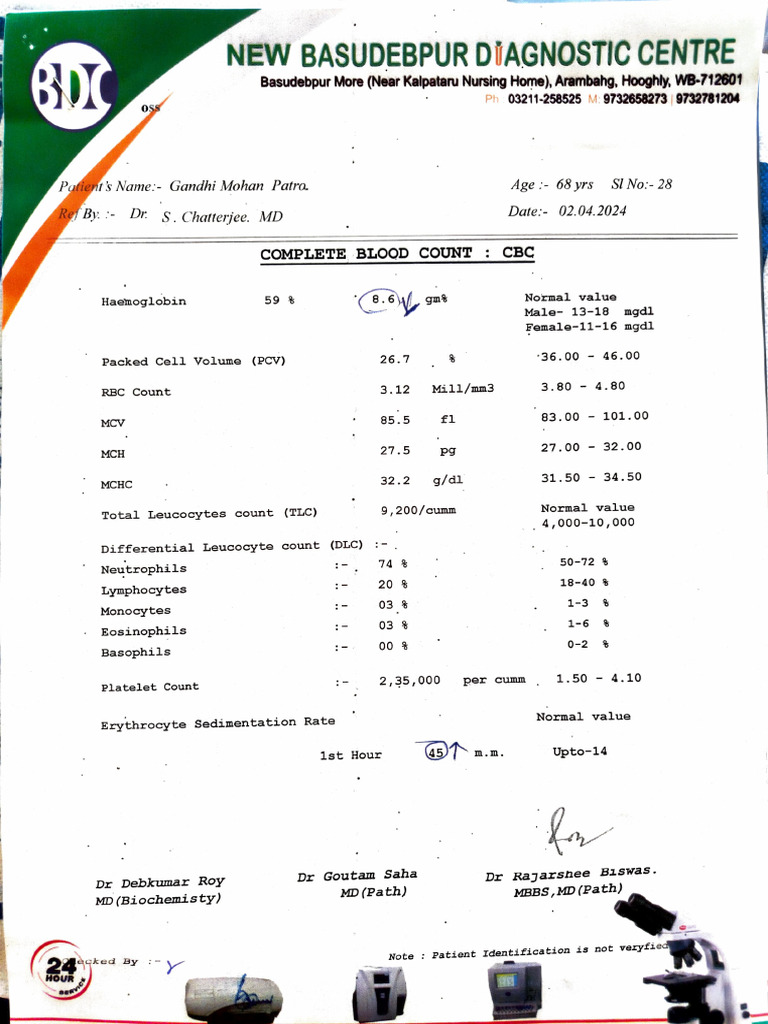 All Recent Blood Reports - Chest Xray - Brain CT Scan | PDF | Anemia ...