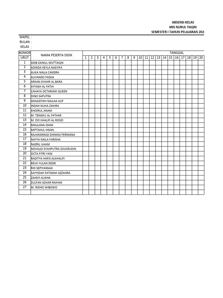 Absensi Guru Mapel | PDF