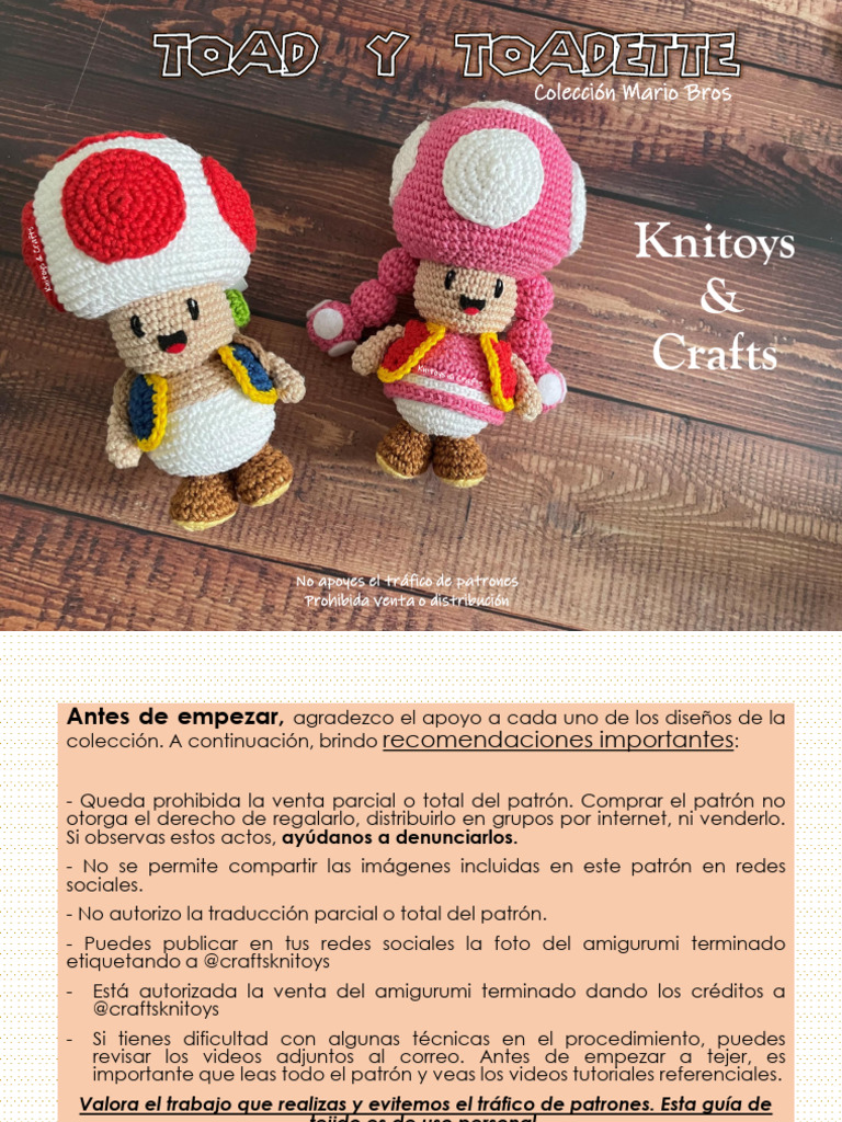 Toad y Toadette by Knitoys - Amp - Crafts PDF | PDF | Amigurumi