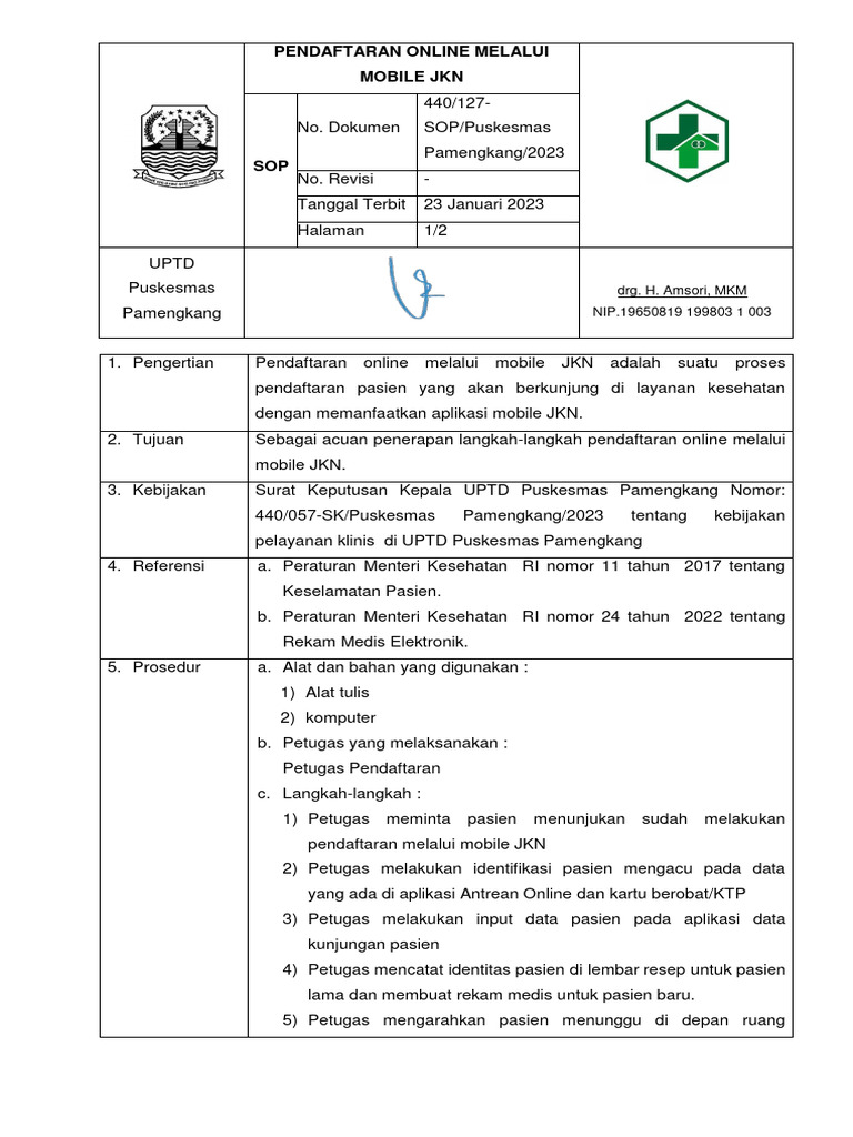 SOP PENDAFTARAN M-JKN (1) | PDF