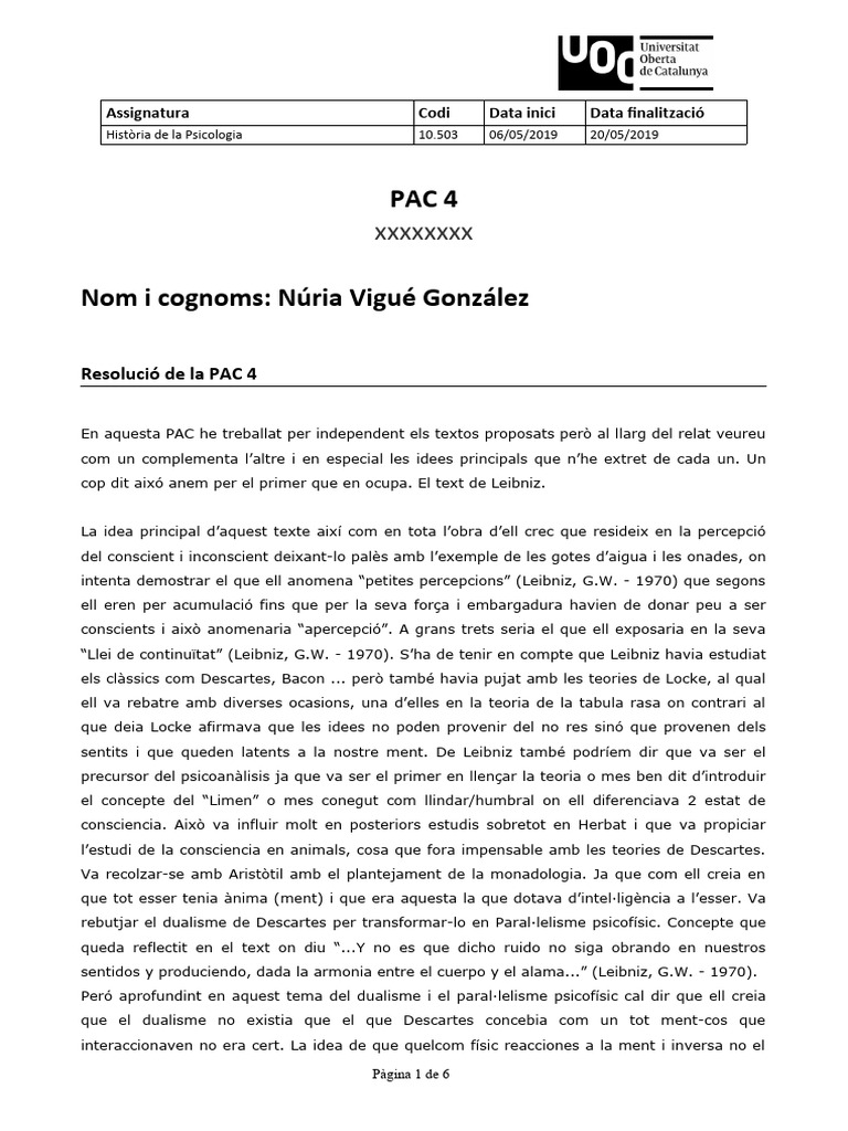 PAC 4 10.503 Historia de Psicologia | PDF