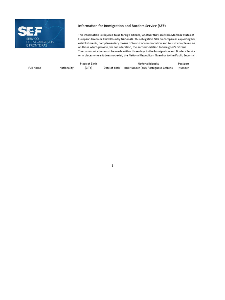 Sef Form, Please Complete | PDF