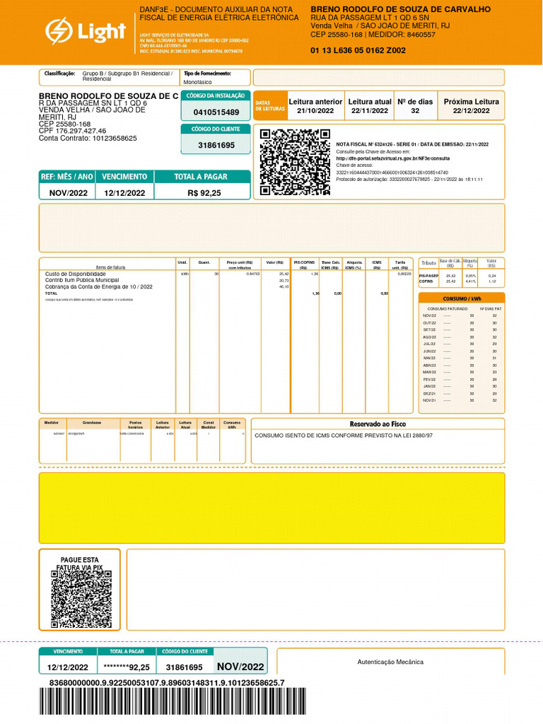 comprovante light | PDF