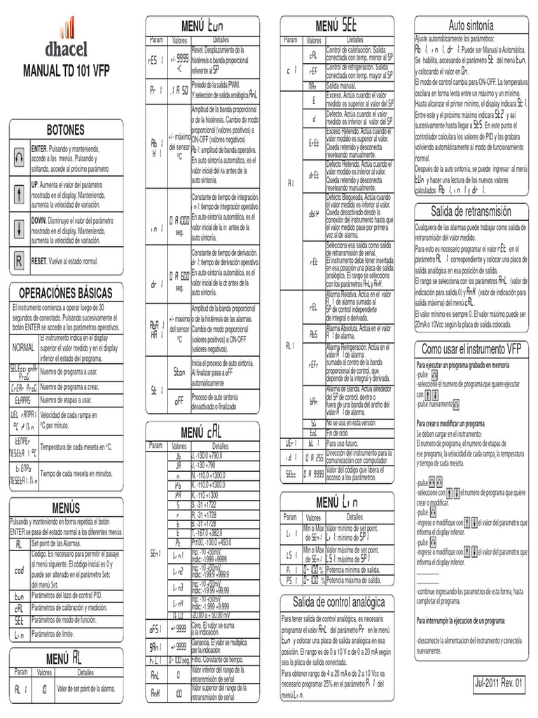 Manual TD 101 VFP | PDF | Sensor | Metrología