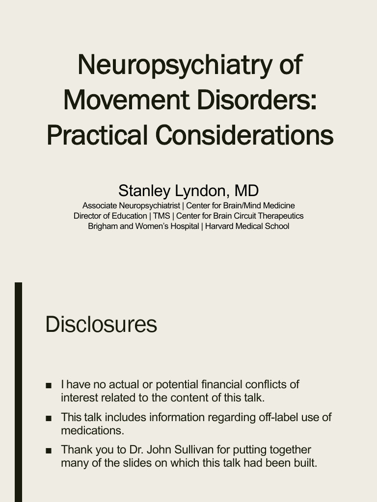 Presentation # 3 - Stanley Lyndon Presentation (Movement Disorders ...