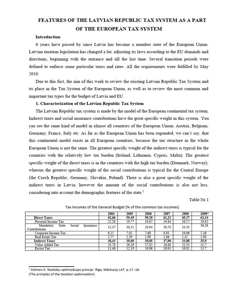 Latvian Tax System in the EU Context | PDF | Taxes | European Union