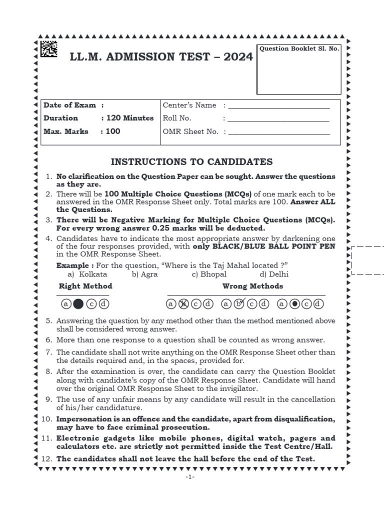 Master Question Booklet LLM 2024 | Download Free PDF | Lease | Multiple ...