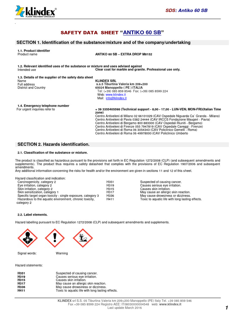 Antiko 60 SB_ENG_MSDS | Download Free PDF | Toxicity | Dangerous Goods