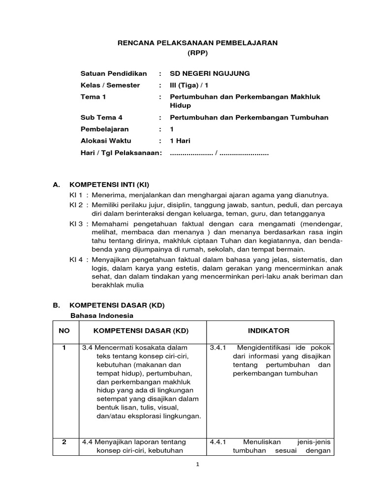 RPP K3 TEMA 1 ST 4pdf | PDF