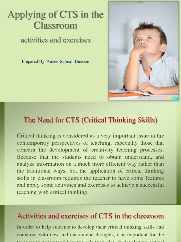Applying of Critical Thinking Skills in The Classroom | PDF | Critical Thinking | Thought