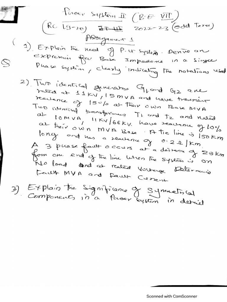Power System 2 Assignment (Submission Jan 3) | PDF
