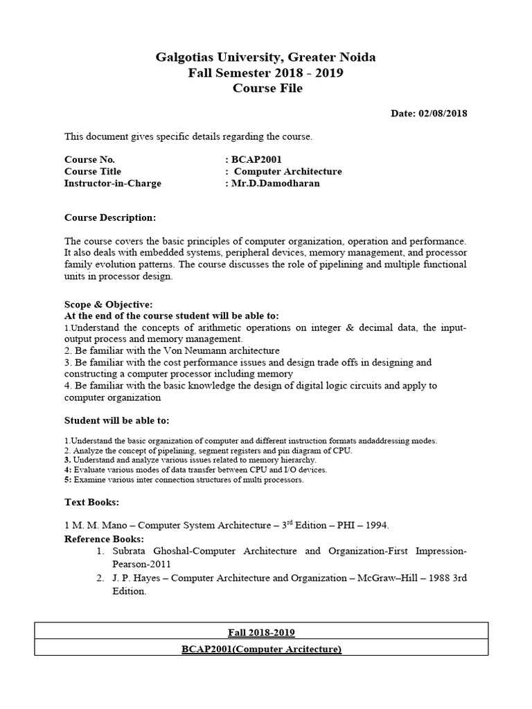 BCAP2001 - Computer Architecture-A2 Slot | PDF | Central Processing Unit | Input/Output