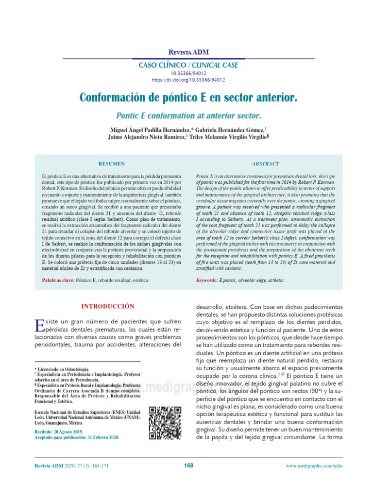 Conformación de Póntico E en Sector Anterior | PDF | Boca | Odontología