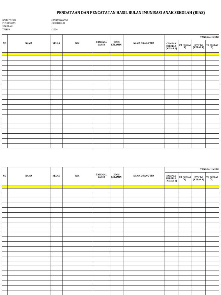 Form Data Sasaran Bias | PDF