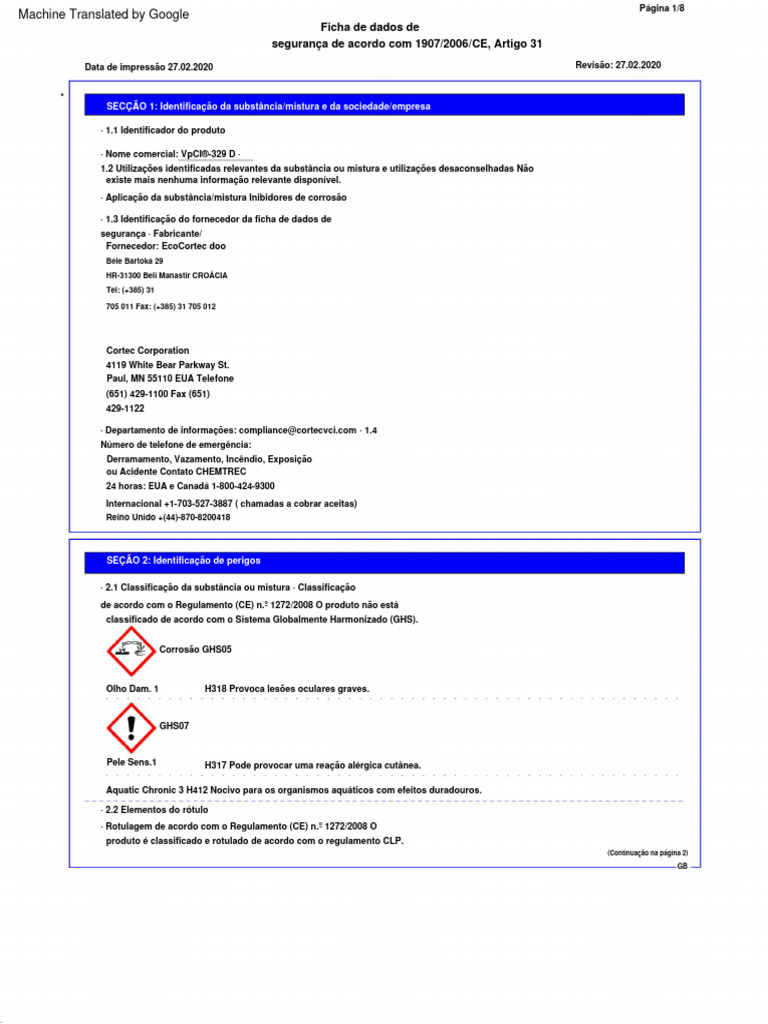 VpCI-329 - D - GB - 02.27.20 2 | PDF | Química