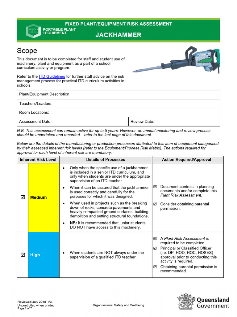 Risk Assessment of Jackhammer | PDF | Personal Protective Equipment ...