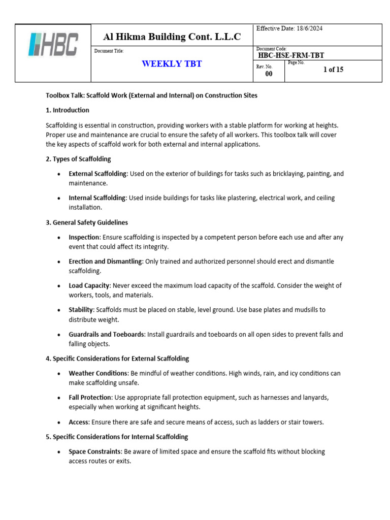 Hse Tool Box Talk-may-week4 | PDF | Occupational Safety And Health ...