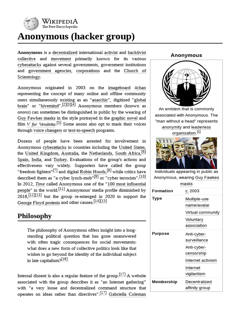 Anonymous (Hacker Group) | PDF | Cyberspace