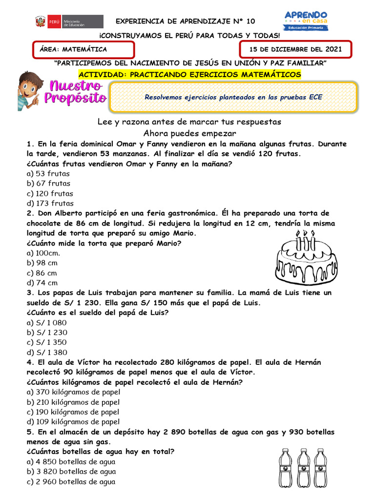 MATEMÁTICA - 15 de Diciembre | PDF