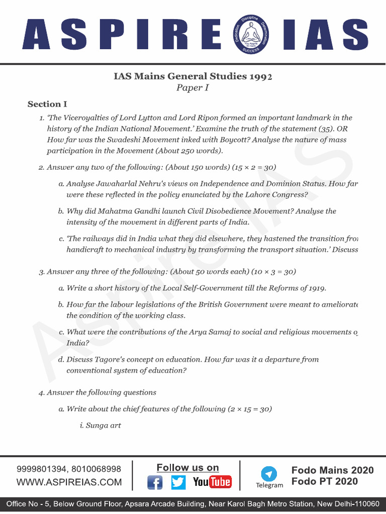 GS Mains Paper 1 | PDF
