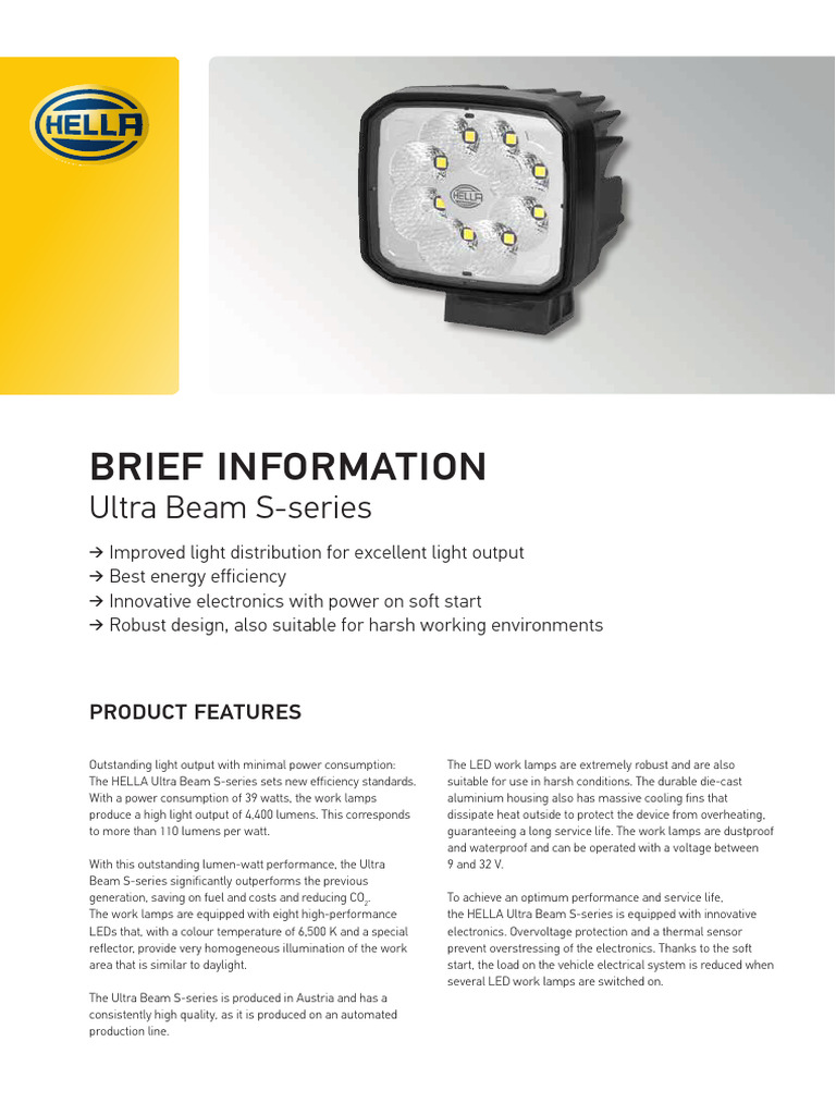 2185 Ki Ultra Beam S-Serie Hella en | PDF | Light Emitting Diode | Lighting