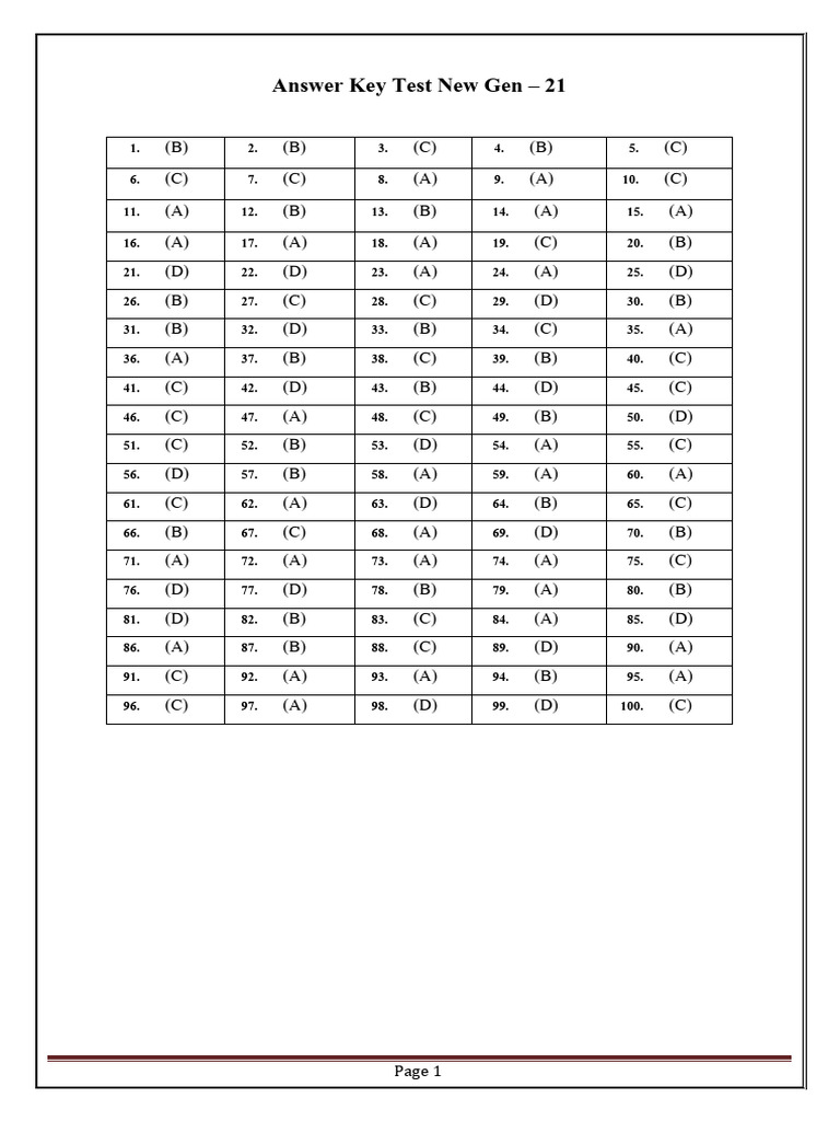 Test New General - 21 Ans Key-1 | PDF