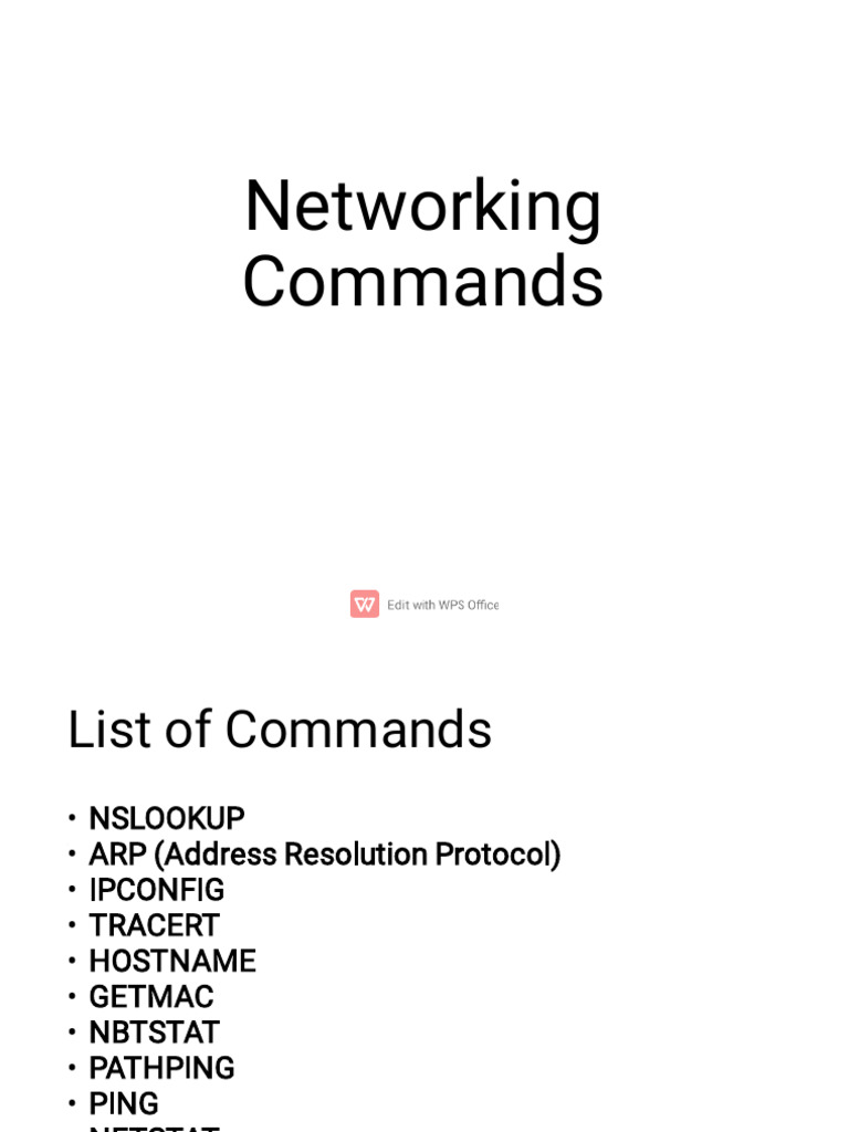 Networking Commands Pdf Computer Network Ip Address