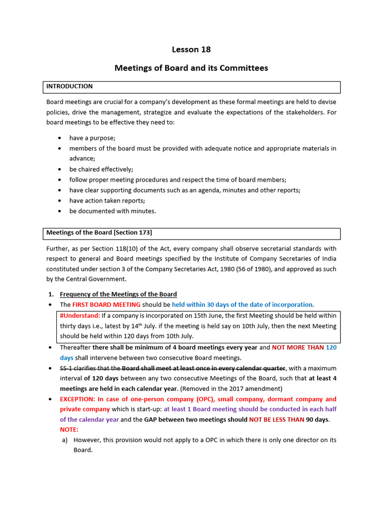 Board Meeting Procedures and Guidelines | PDF | Quorum | Securities ...