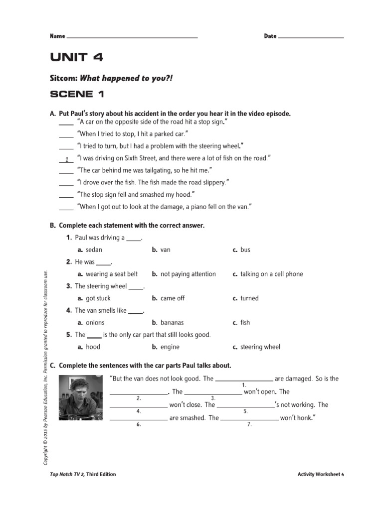 Top Notch 2 - Unit 4 - Video Worksheet | PDF Top Notch 2 - Unit 4 - Video Worksheet | PDF