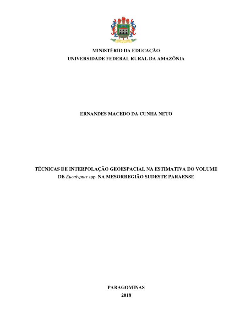 Técnicas de Interpolação Geoespacial Na Estimativa Do Volume de ...