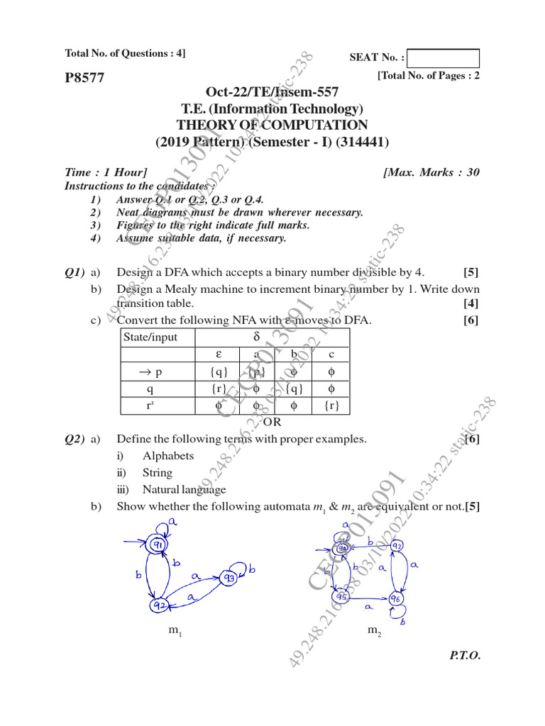 Oct - 2022 | PDF | Syntax (Logic) | Computer Science