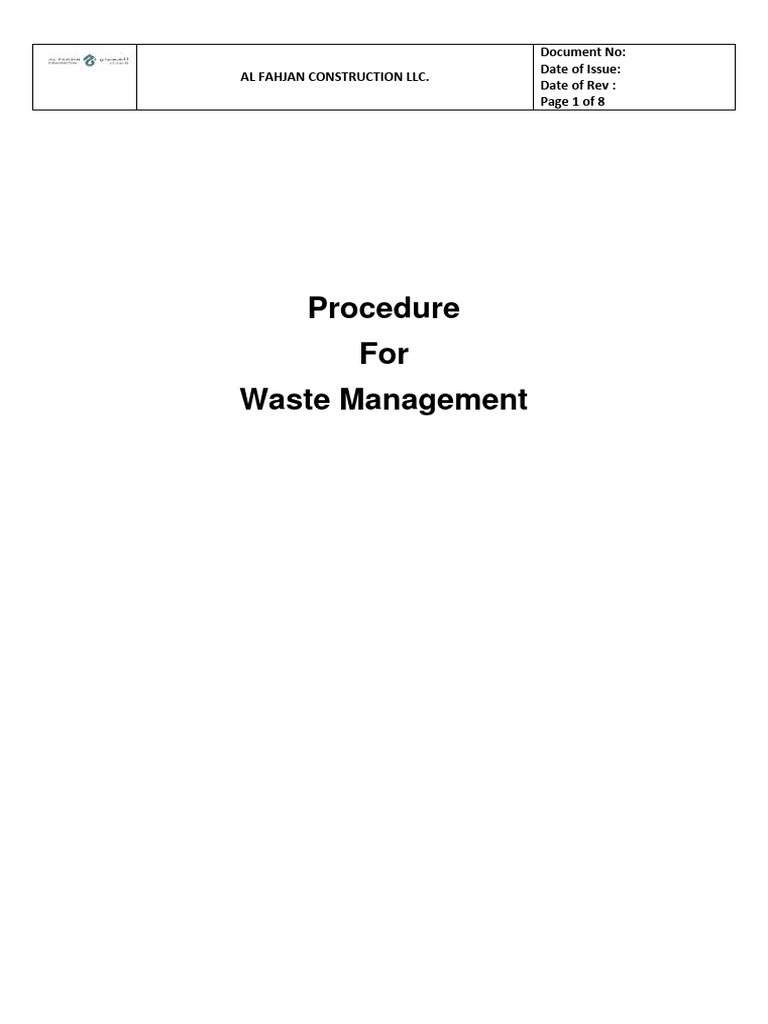 Procedure for Waste Management | PDF | Waste | Waste Management