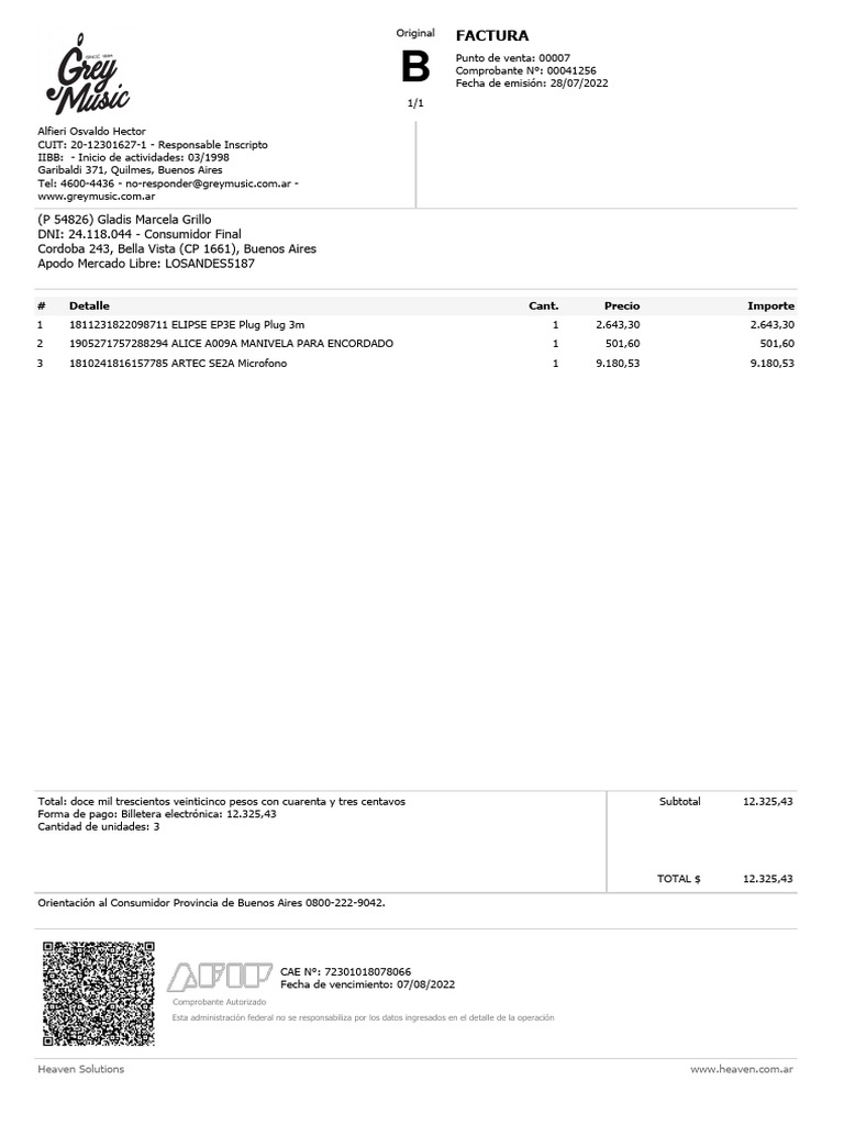 (P 54826) Gladis Marcela Grillo DNI: 24.118.044 - Consumidor Final ...