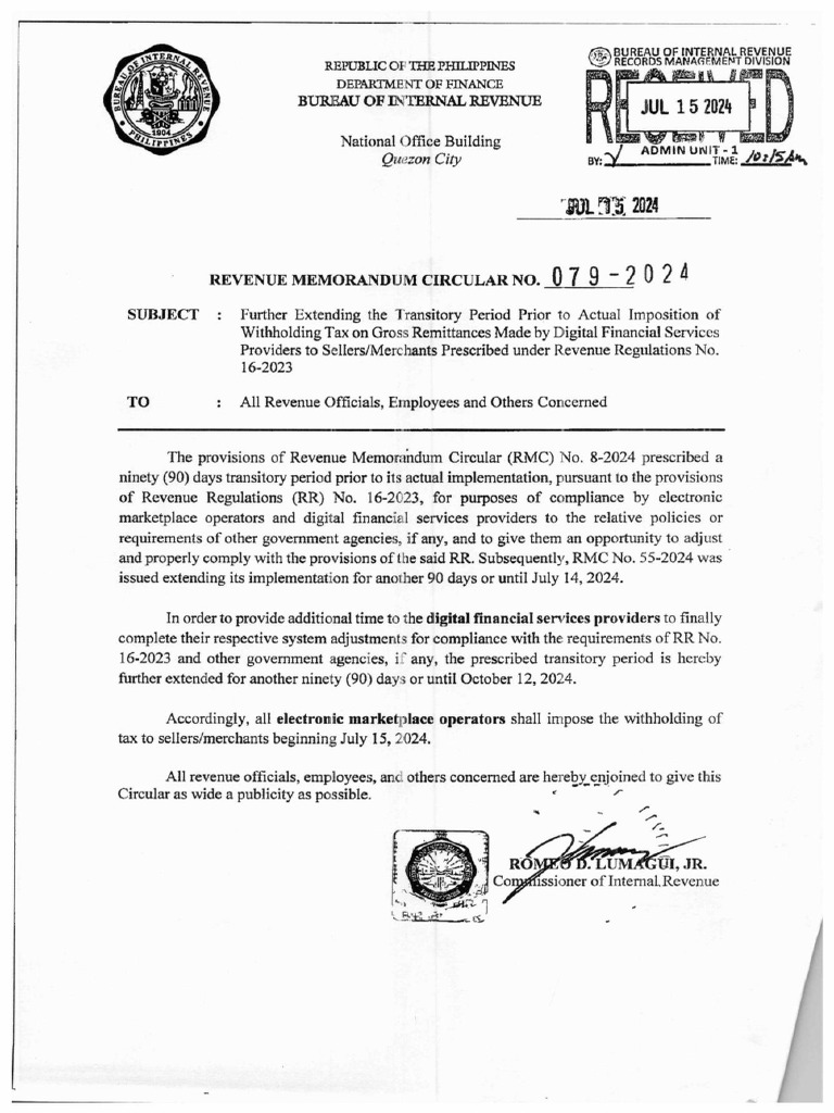 RMC No. 79-2024 | PDF