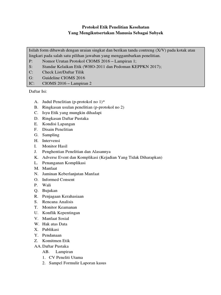 Form Protokol | PDF | Kesehatan Holistik