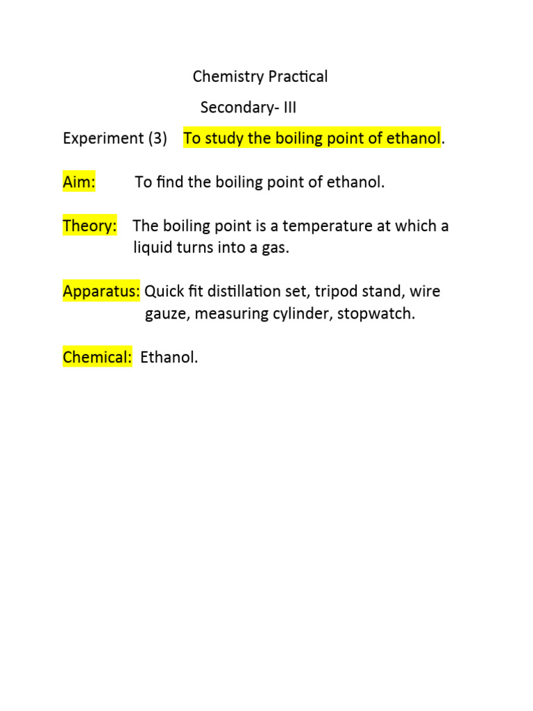 Chemistry Practical - 4 (Secondary III) | PDF