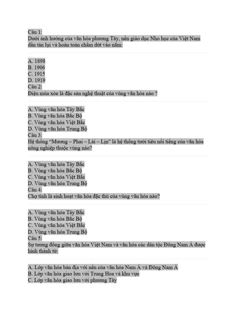 K Có Đáp Án CSVH | PDF