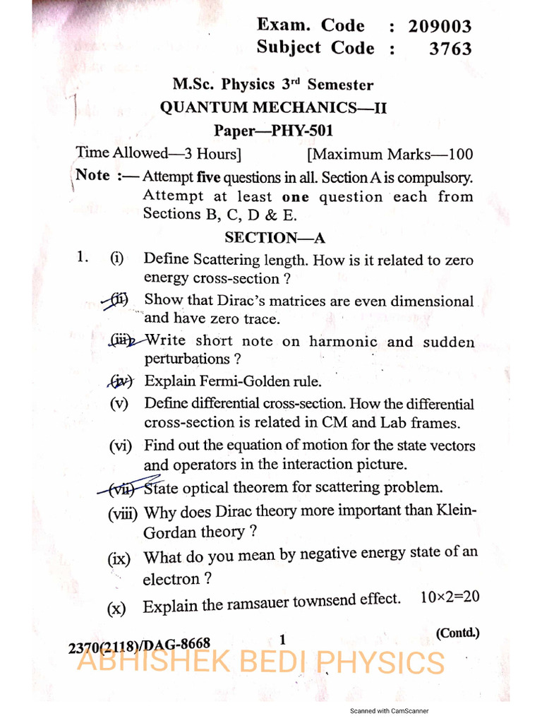 2018 MSC 3rd Sem Paper | PDF