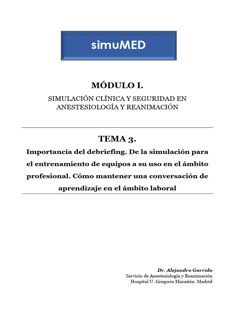 MODULO1.TEMA3 - Importancia Del Debriefing. de La Simulación para | PDF | Aprendizaje | Mente